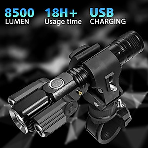 8500 Lumen Supe Bright USB Rechargeable Bike Light Set, 4 Modes,Powerful Bicycle Headlight and Back,18+ hrs, IPX6 Waterproof Bike Lights for Night Riding, for Road Mountain Cycling Accessories
