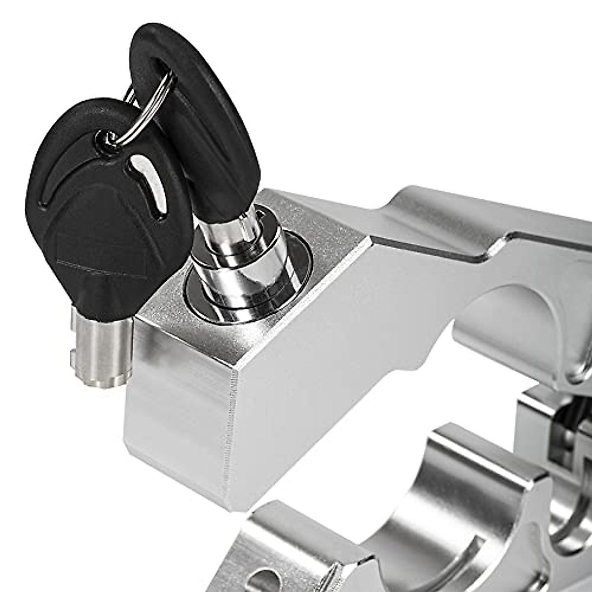 Bravedog Motorcycle Lock - Universal  Alloy CNC Motorcycle Handle Throttle Grip Security Lock with 2 Keys to Secure a Bike, Scooter, Moped or ATV in Under 5 Seconds(Silver)