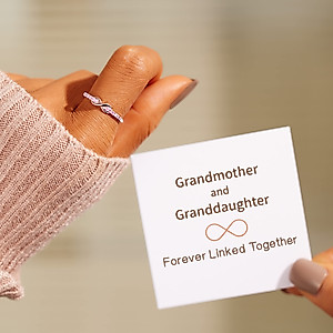 Story Jewellery Grandmother Granddaughter Infinity Knot Ring for Women, Sterling Silver Infinity Knot Ring for Grandmother Granddaughter, Gemstone, Cubic Zirconia