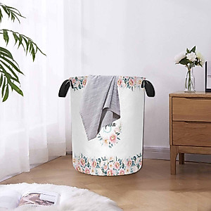 Custom Large Laundry Basket with Name, Personalized Collapsible Laundry Bag for Bathroom Living Room Bedroom Baby Nursery, Foldable Laundry Hamper for Adult Boys Girls Gift 15.7 * 19.6inch