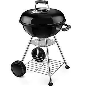 BEAU JARDIN Premium 18 Inch Charcoal Grill for Outdoor Cooking Barbecue Camping BBQ Coal Kettle Grill Tailgating Portable Heavy Duty Round with Thickened Grilling Bowl with Wheels BG231