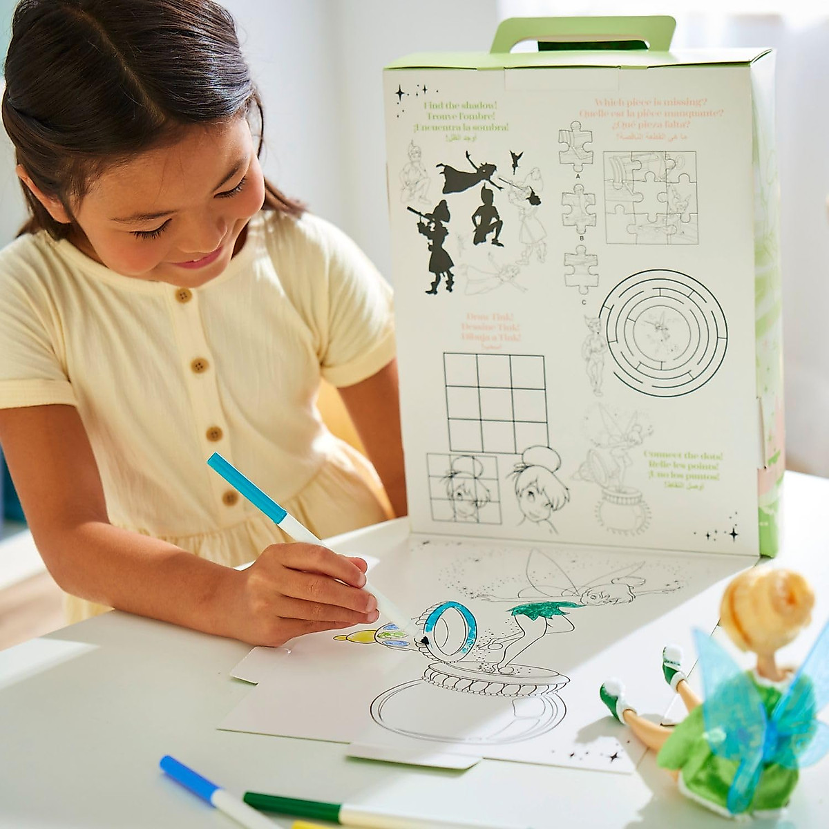 Disney Store Official Princess Story Doll - Tinker Bell from Peter Pan, 11 Inches, Includes Coloring Area and Additional Dress, Classic Outfit, Perfect for Girls