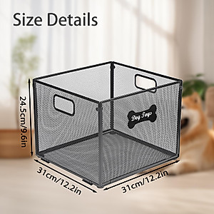 Lolytama Metal Dog Toy Box-Dog Toy Basket-Wire Mesh Basket-Cute Pawprint Dog Bone-Pet Accessory Rust-Resistant Finish-for Cat & Dog Toy Organization & Storage