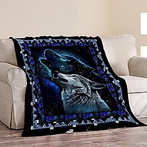 Wolf Blanket Wolfs Print Throw Blankets for Couch Sofa Bed Stuff Decor Lightweight Soft Cozy Fleece Plush Warm Flannel Bedding Blanket for Girls Boys Kids Teen Man Women Adults 40"x50"
