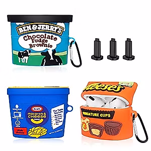 3Pack Food Case for AirPods Pro Case, Alquar Cute Kawaii Cheese Reese's Chocolate Fudge Cartoon Silicone Cases Shell, Unique 3D Funny Fun Design Protectiver Skin AirPods Pro Case Cover for Girls Women