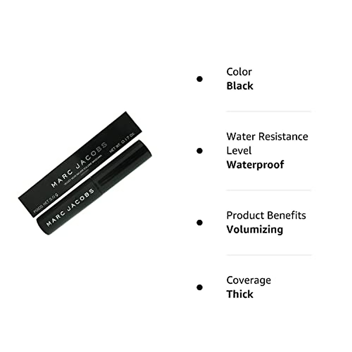 Marc Jacobs Beauty Velvet Noir Major Volume Mascara Deluxe Travel Size Mini Trial .17 Ounce