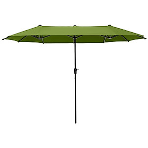 PHI VILLA 13ft Large Patio Umbrellas, Double-Sided Outdoor Market Rectangle Umbrella for Outside, Lime Green
