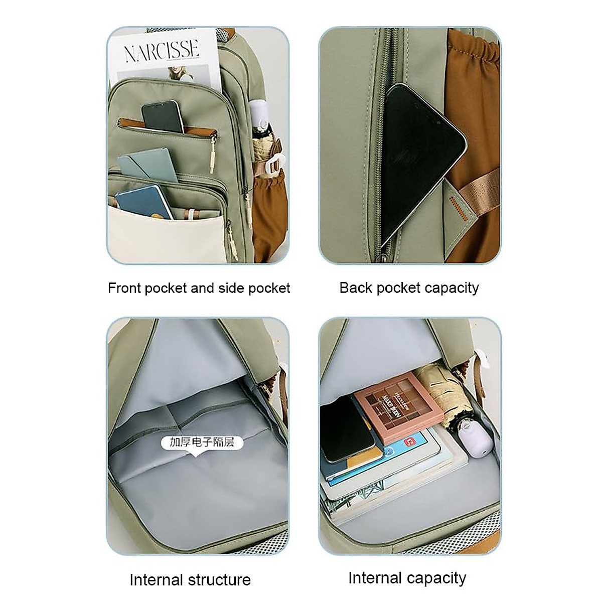 GGWIEAEA 2PCS Youth Waterproof Backpack Large Capacity Laptop Bag with Pencil Case Suitable for School Leisure And Travel