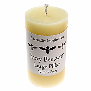 Alternative Imagination 100% Pure Beeswax Pillar Candle, White Ivory (3x6 Inch), 80 Hour, Hand-Poured, Made in USA