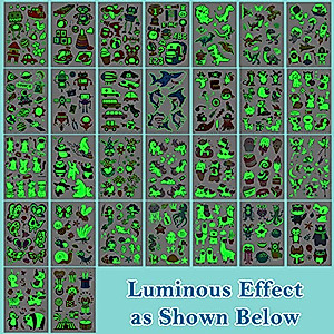 Partywind 380 Styles (30 Sheets) Luminous Tattoos for Kids, Mixed Styles Temporary Tattoos Stickers with Unicorn/Mermaid/Dinosaur/Outer Space/Pirate for Boys and Girls, Glow Party Supplies Gifts for Children