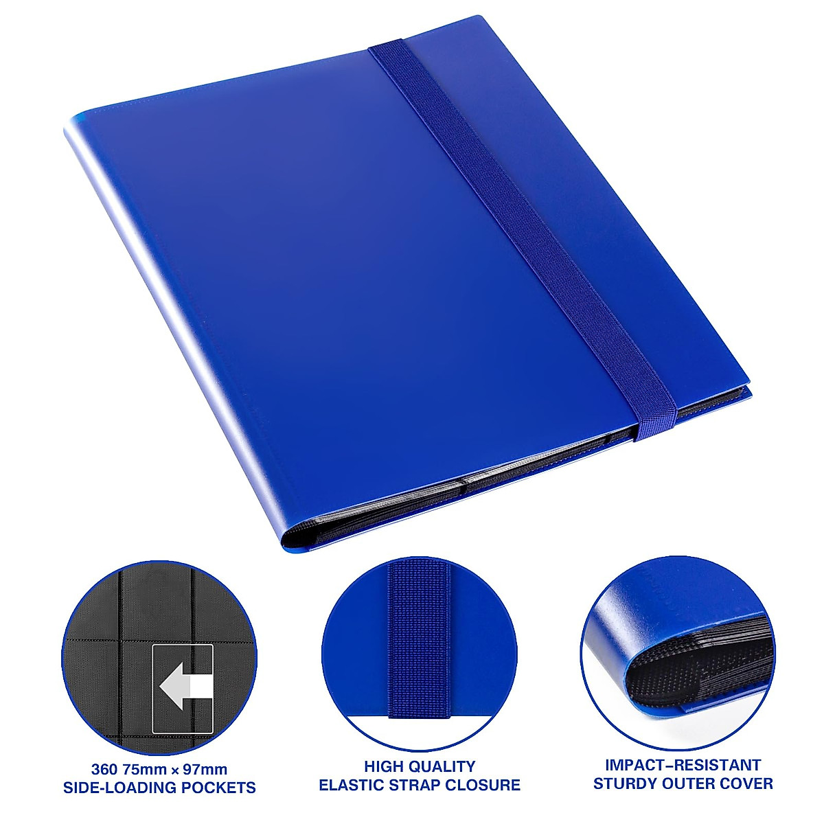 GEAoffice Card Binder, 9 Pockets Trading Card Album Folder, 360 Side Loading Pocket Binder for MTG and Other TCG, Blue