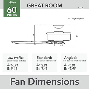 Hunter Fan Company, 51120, 60 inch Royal Oak Brushed Nickel Ceiling Fan and Handheld Remote