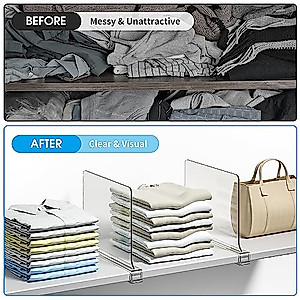 8Pack Acrylic Shelf Dividers, Vertical Organizers for Closets Storage Organizations, Clear Plastic Purse Separators for Handbags, Wood Shelves Divider for Linen Closets Kitchen Cabinet Pantry Cupboard