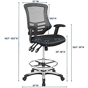 Modway Calibrate Mesh Drafting - Reception Desk Chair - Tall Office Chair in Black