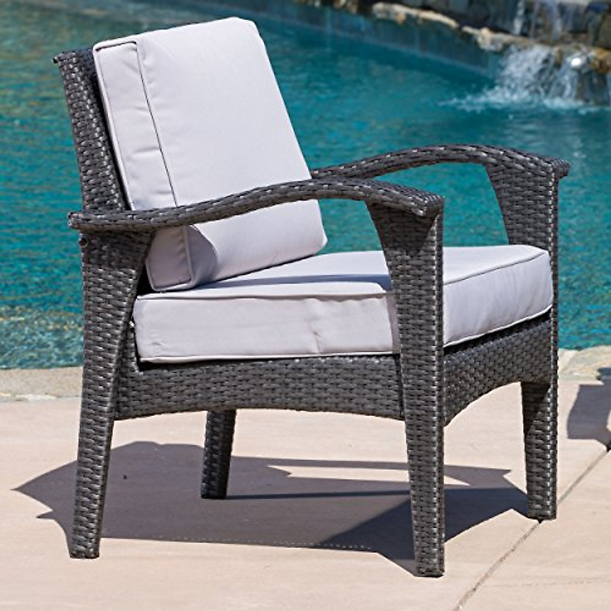 Christopher Knight Home Honolulu Outdoor Wicker Seating Set and Cushions, 4-Pcs Set, Grey
