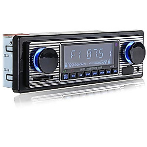 FYPLAY Classic Bluetooth Car Stereo , FM Radio Receiver, Hands-Free Calling, Built-in Microphone, USB/SD/AUX Port, Support MP3/WMA/WAV, Dual Knob Audio Car Multimedia Player, Remote Control