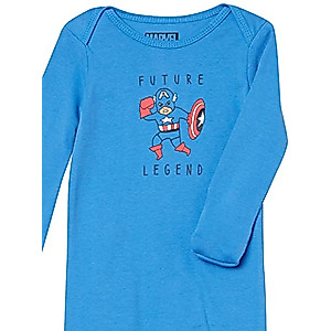 Amazon Essentials Disney | Marvel | Star Wars Baby Boys' Sleeper Gowns, Pack of 3, Marvel Friends, 0-6 Months