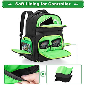 PGmoon Carry Backpack Compatible with Xbox Series X/S Console, Travel Carrying Case with Separate Storage Room for Console, Headset, Controllers, Multiple Pockets for Gaming Accessories(Patent Design)
