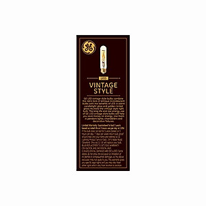 GE Lighting VintaStyle LED Tube Light Bulb, 6 Watts (60 Watt Equivalent) Warm Candle Light, Amber Glass, Medium Base, Dimmable (1 Pack)