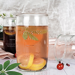 Dingerjar 20 OZ Glass Cup Set of 6, Elegance Modern Simplicity Drinking Glasses Tumblers for Cold Drinks, Cocktails, and Beverages.