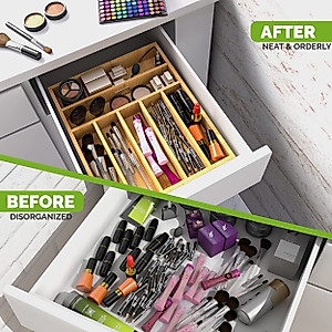 Utopia Kitchen Bamboo Drawer Organizer for Kitchen Utensils, Large Cutlery, and Silverware, Flatware Holder Tray, Natural, 7 Compartments