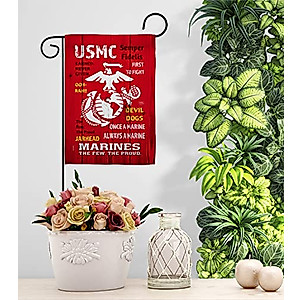 Breeze Decor USMC Garden Flag Set Mailbox Hanger Armed Forces Marine Corps Semper Fi United State American Military Veteran Retire Official House Banner Small Yard Gift Double-Sided, Made in USA