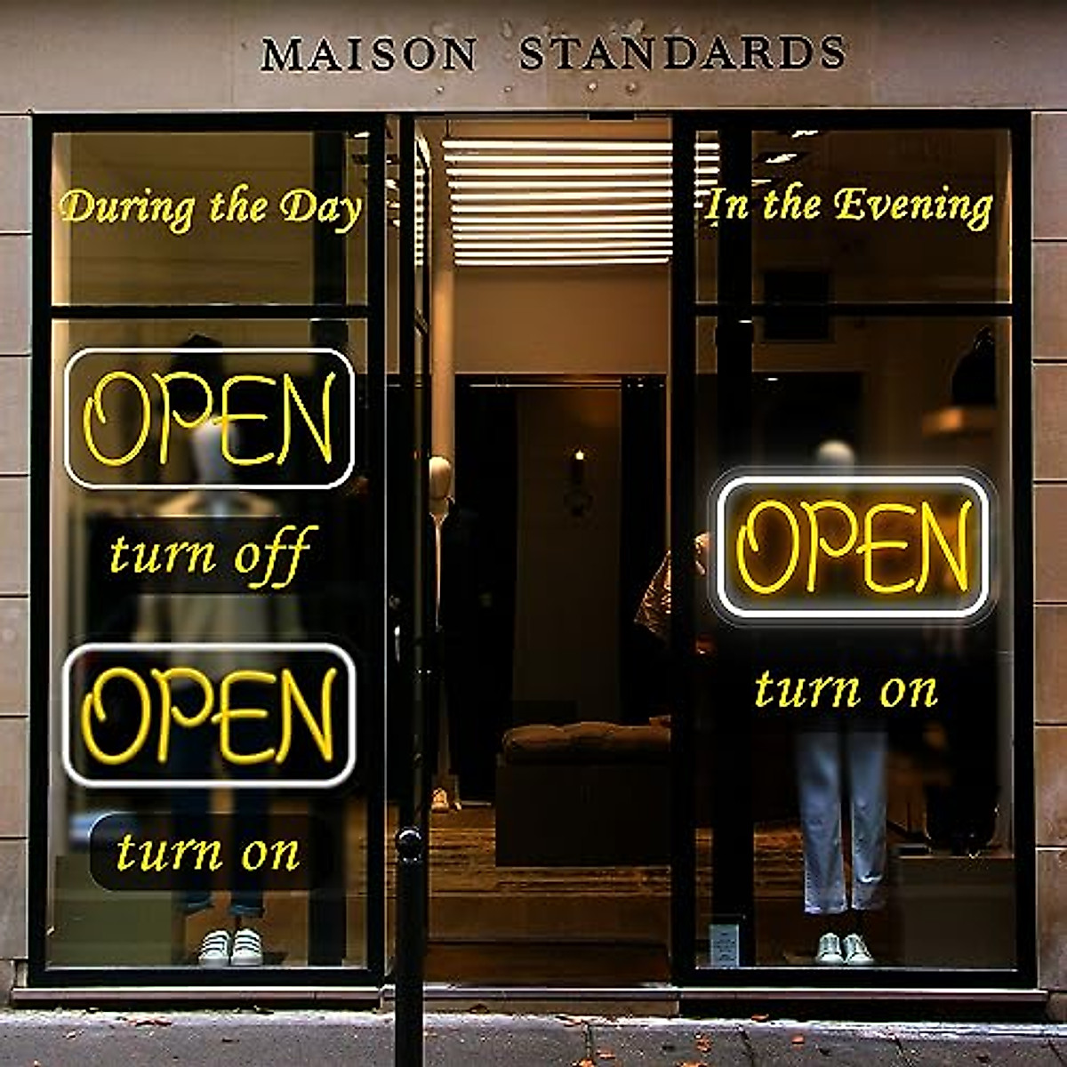 Neon Open Sign, Open Signs for Business, 16.5"x 8.4" Open Sign Led, Open Signs for Business Window With Adjustable Brightness, Open Neon Sign, Powered by USB with ON/OFF Switch