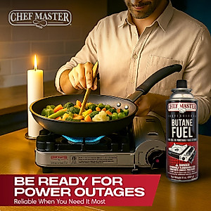 Chef Master 90340 | Pack of 4 Butane Fuel Cylinders| 8oz Butane Canisters for Portable Stove | Butane Torch Replacement Canisters