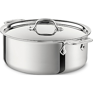 All-Clad D3 3-Ply Stainless Steel Stockpot 6 Quart Induction Oven Broiler Safe 600F Pots and Pans, Cookware Silver