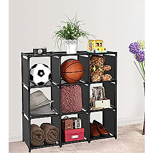 FIDUCIAL HOME 9 Cubes Storage Organizer, Sturdy Metal Frame, Black