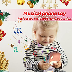 Lukax Baby Phone Toys for 1 2 3 Years Old Girl, Musical Car Toys with Star Projector, Toy Phone Baby Toys 18 Months+, Early Education Learning Toys Gift for Boys Toddlers Kids (Pink)