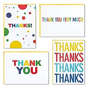 Hallmark Thank You Cards Assortment, Primary Colors (48 Thank You Notes for Kids and Adults)