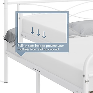 Yaheetech Queen Metal Bed Frame with Criss-Cross Design, Ample Underbed Storage Space, Heavy Duty Slat Support, No Box Spring Needed, White