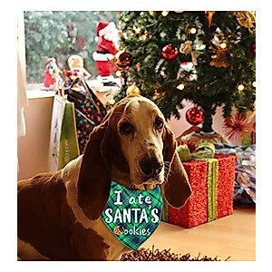 Waghaw Dog Christmas Bandana, 2 Pack Plaid Pets Bandana for Small Medium Large and Extra Large Dogs (Reds, Large)