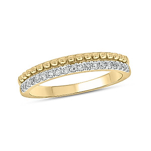 1/5cttw Diamond Anniversary Ring for Women with Beaded Style Detail, Stacking Anniversary Band in 18k Yellow Gold Plate, 18k Rose Gold Plate or 925 Sterling Silver, Diamond Stackable Ring for Women,6