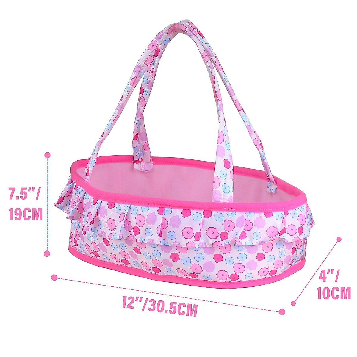 Baby Doll Cradle Bassinet Portable Doll Carrier Carry Bag Doll Bed,Baby Doll Accessories Playset,with Doll Clothes Soft Pillow Quilt Blanket Bear,for 8-9-10-11-12 Inch Smaller Alive Baby Doll