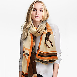 EXTREE Fashion Design Tie Scarfs for Women - Winter Warm Small Plaid Pointed Wool Scarf