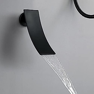 Bathtub Shower System Matte Black Shower Fixtures 10 inch Rain Shower Head and Handle head set with Tub Shower Faucet sets complete