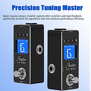 Rowin Guitar Tuner Pedal High Precision Chromatic Tuner with LCD Display for Guitar Bass Voline True Bypass LT-901