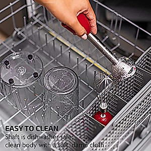 OVENTE Immersion Electric Hand Blender 300 Watt Power 2 Mix Speed with Stainless Steel Blades, Handheld Stick Mixer Set with Egg Whisk Attachment Mixing Beaker and BPA-Free Food Chopper, Red HS565R