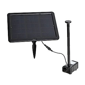 Hybrid Solar Water Pump. Smart Tech Ensures Longer Pumping Hours: 3 Hours Lightning after Sunset. 6W Solar Panel, 4 Types Nozzles, Water Fountain for Garden, Ponds, Pool, Fish Tank, Aquarium.
