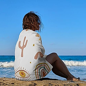 My Little Nest Bath Towels Quick Dry Bathroom Towels Boho Tribal Eyes Cactus Stars Motif Absorbent Shower Towels Soft Hand Towel Wash Cloths for Spa Pool Hotel Gym 31" x 51"