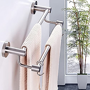 Bath Double Towel Rails Bathroom Towel Holder Bar Wall Mounted Stainless Steel Towel Rack Hanger with Hooks Dual Towel Rod Shelf in Kitchen (Size : 30cm)