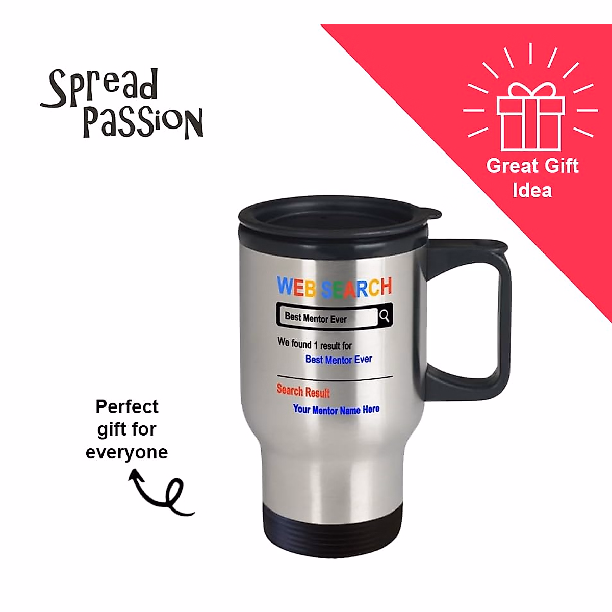 SpreadPassion Personalized Mentor Travel Mug, Custom Mentor Mug, Custom Mentor Insulated Tumbler, Custom gift for Mentor, Mentor Coffee Travel Mug, Custom Mentor