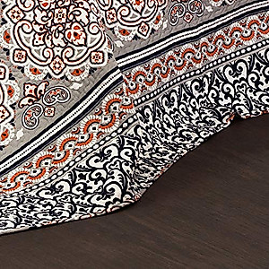 Lush Decor Nesco Quilt Striped Pattern Reversible 3 Piece Bedding Set, King, Navy and Coral