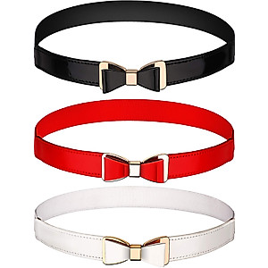 Tatuo 3 Pieces Women Skinny Waist Belt Thin Stretchy Bow Belt for Dress, 3 Colors (Set 1)