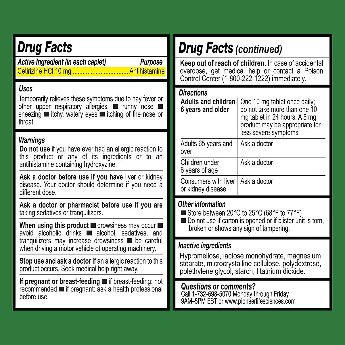 GenCare - Cetirizine HCL 10 mg (200 Caplets) - 24 Hour Allergy Relief Pills - Non Drowsy Generic OTC Allergy Medication - Antihistamine Medicine for Sneezing, Runny Nose & Itchy Eyes - Generic Zyrtec