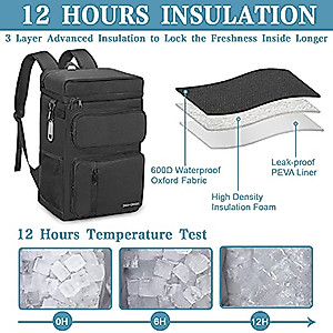 Insulated Cooler Backpack Leakproof Backpack Cooler 45 Can Large Soft Cooler Bag to Picnic Travel for Men Women (Black)