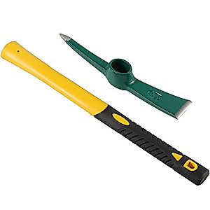 KEILEOHO 15 Inches Pick Mattock Hoe, Forged Weeding Garden Pick Axe with Rubber Handle, Weeding Mattock Hoe for Gardening, Loosening Soil, Camping, Planting Vegetables and Fruits