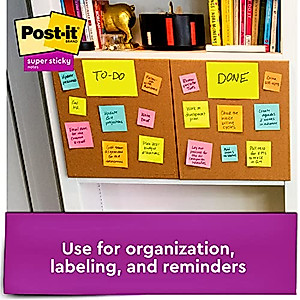 Post-it Super Sticky Notes,6x4 in, 8 Pads, 2x the Sticking Power, Energy Boost Collection, Recyclable (622-8SSMIA) , 1 7/8" x 1 7/8" , Assorted